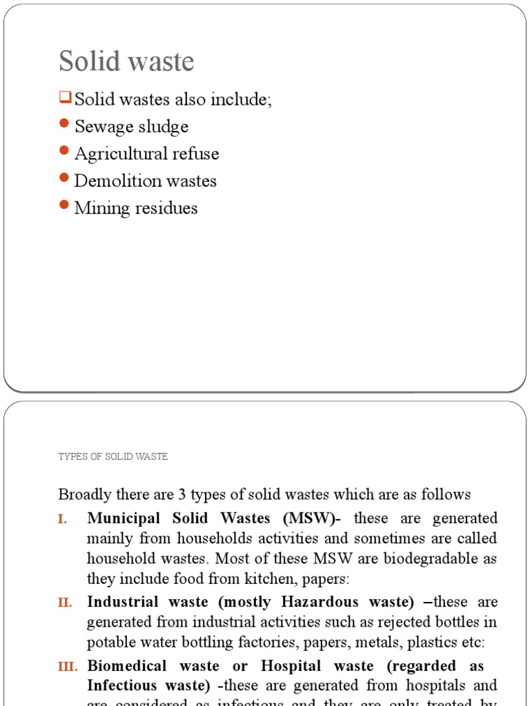 Types and Control of Solid Waste | PDF | Waste Management | Municipal ...