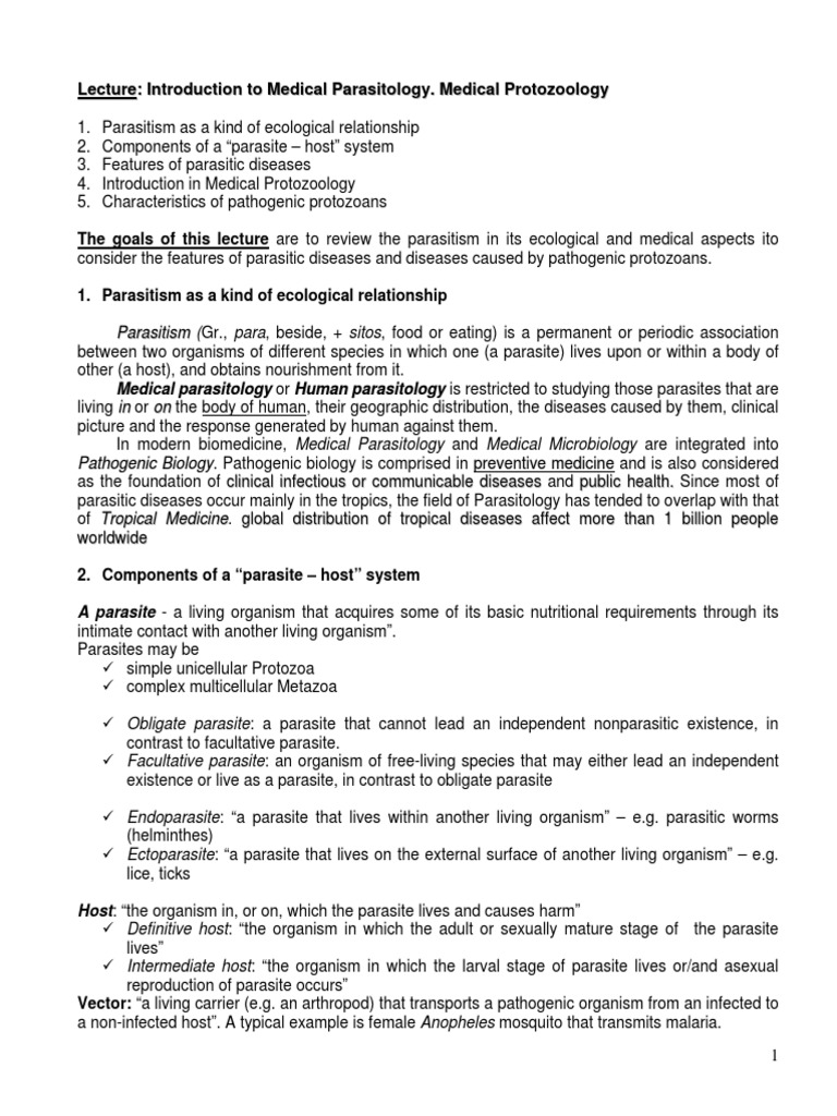 Introduction To Medical Parasitology - Protozoology | PDF | Parasitism ...