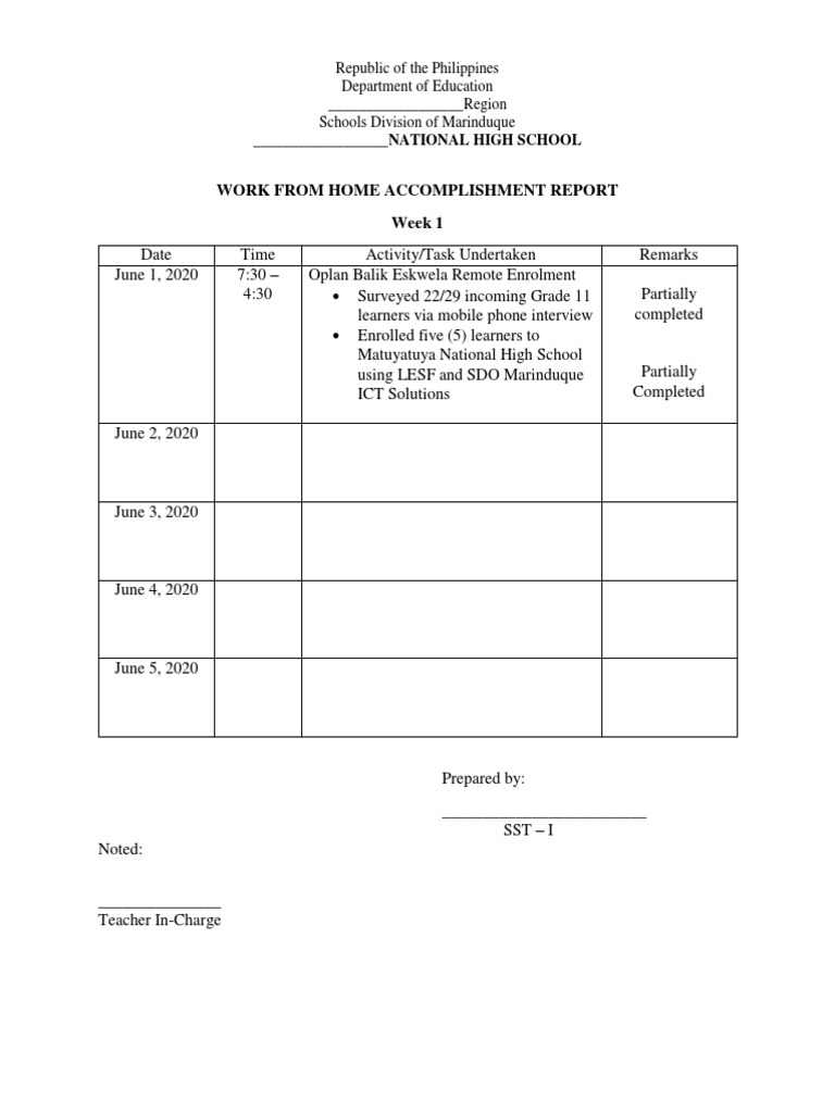 Accomplishment Report