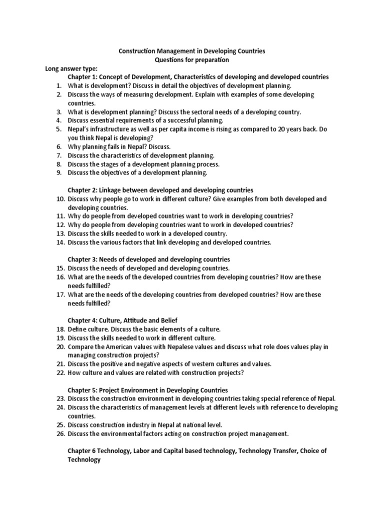 Cmdc Sample Questions Pdf Developing Country Project Management