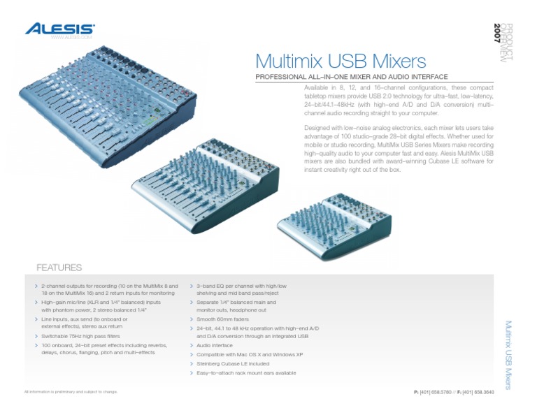 Alesis Multimix Usb Mixers Productoverview PDF | Download Free PDF ...