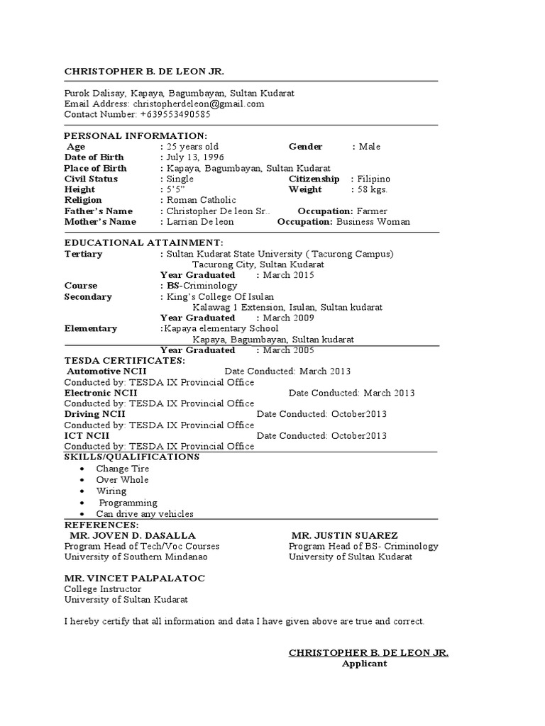 Application Letter de Leon | PDF | Behavior Modification | Cognition