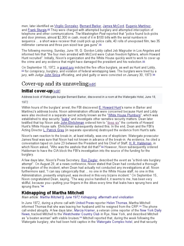 Cover-Up and Its Unraveling | PDF | Watergate Scandal | United States ...