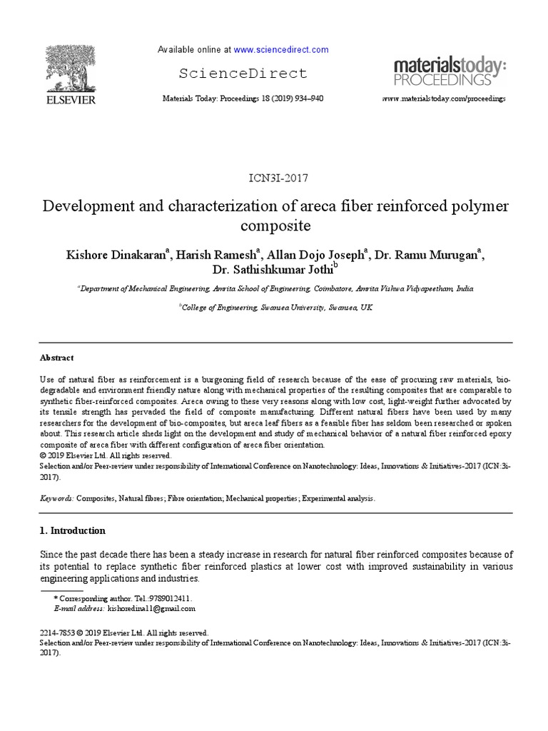 Development and Characterization of Areca Fiber Reinforced Polymer ...