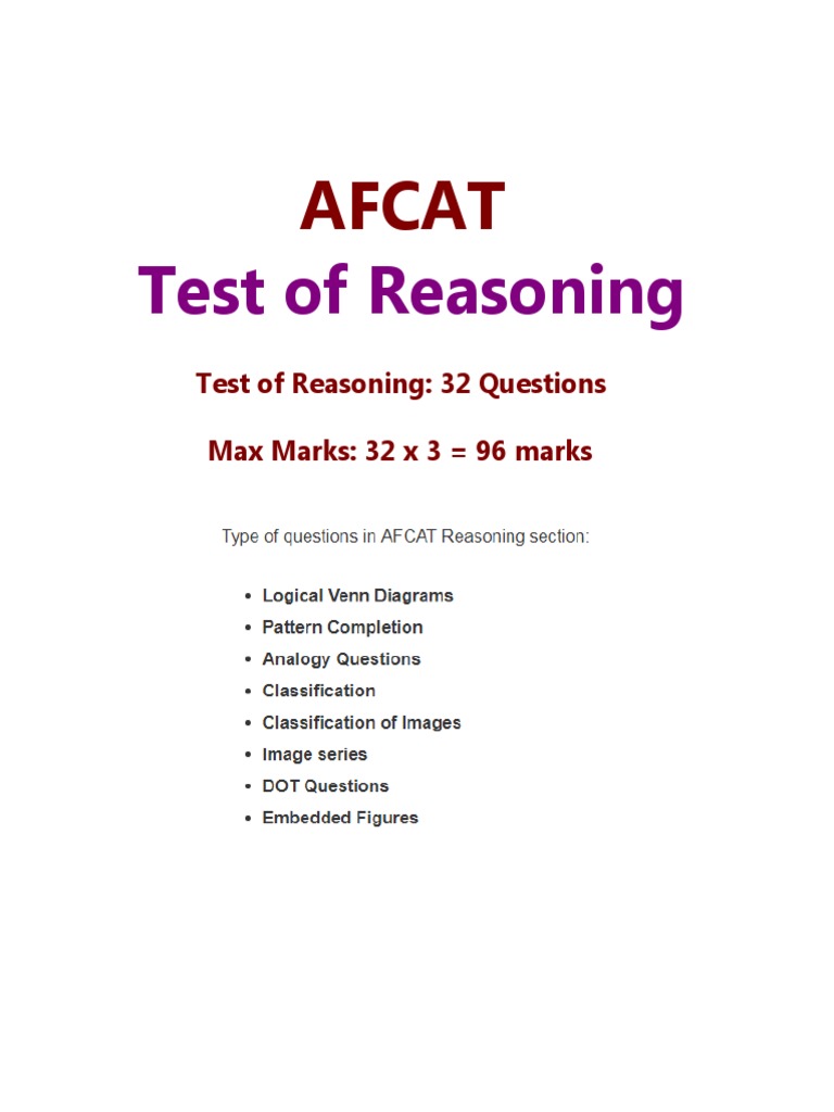 AFCAT Reasoning Questions SSBCrack 1 | PDF | Teaching Methods & Materials