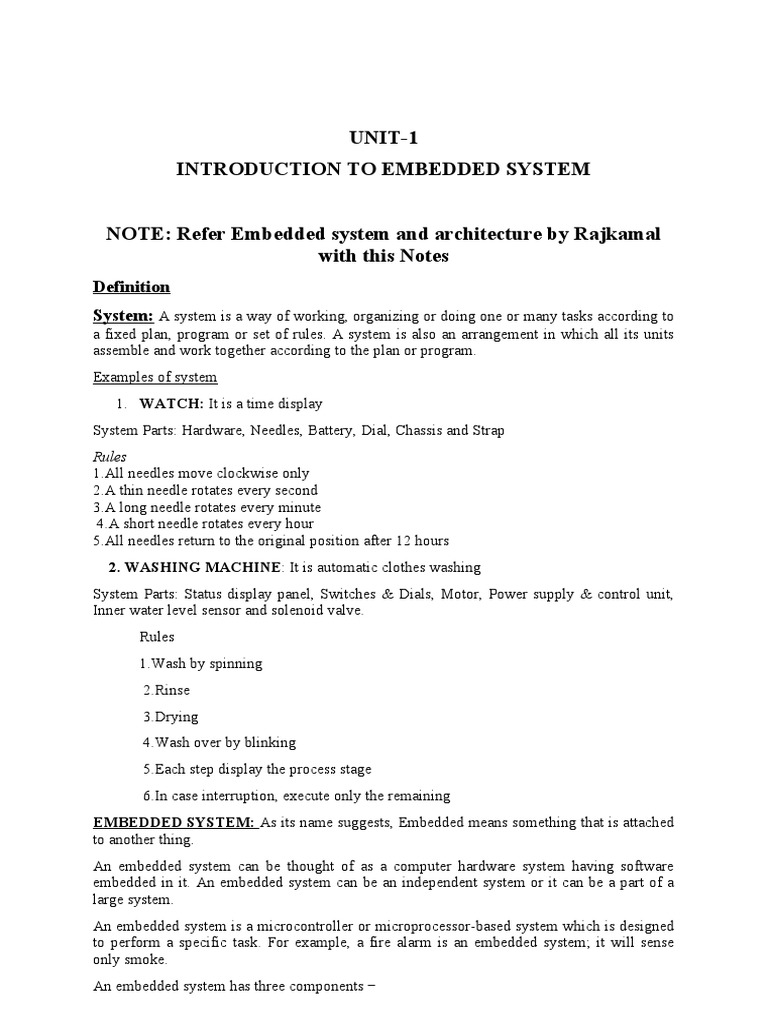 Introduction To Embedded System New | PDF | Embedded System | Central Processing Unit