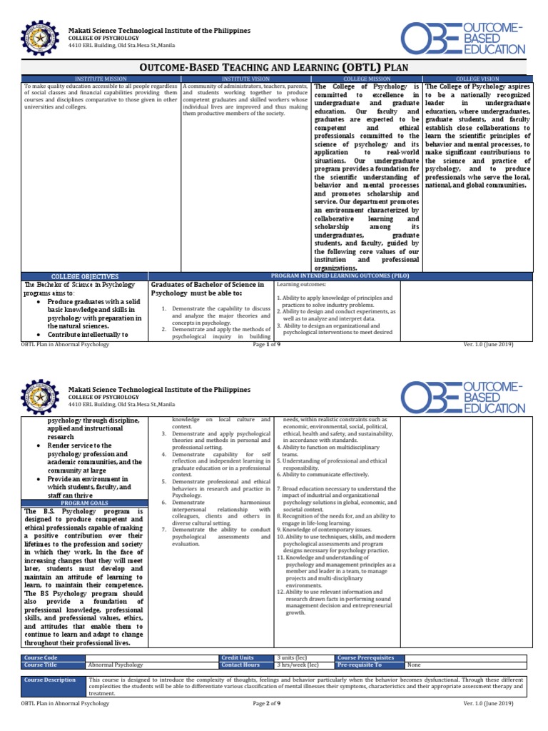 O - B T L (Obtl) P: Utcome Ased Eaching AND Earning LAN | PDF ...