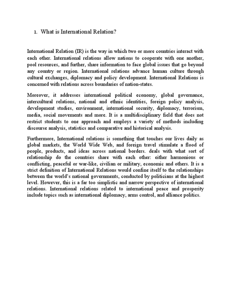 What Is International Relation? | PDF | International Relations | Diplomacy