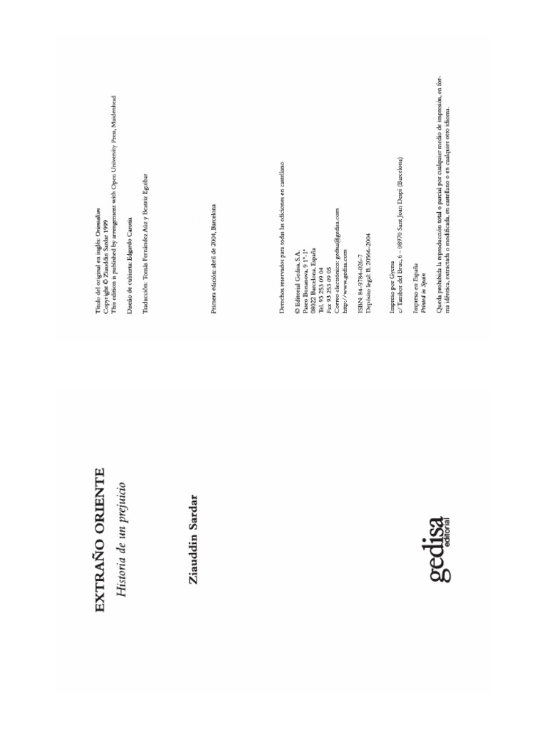 SARDAR Extraño oriente CAP 1 | PDF