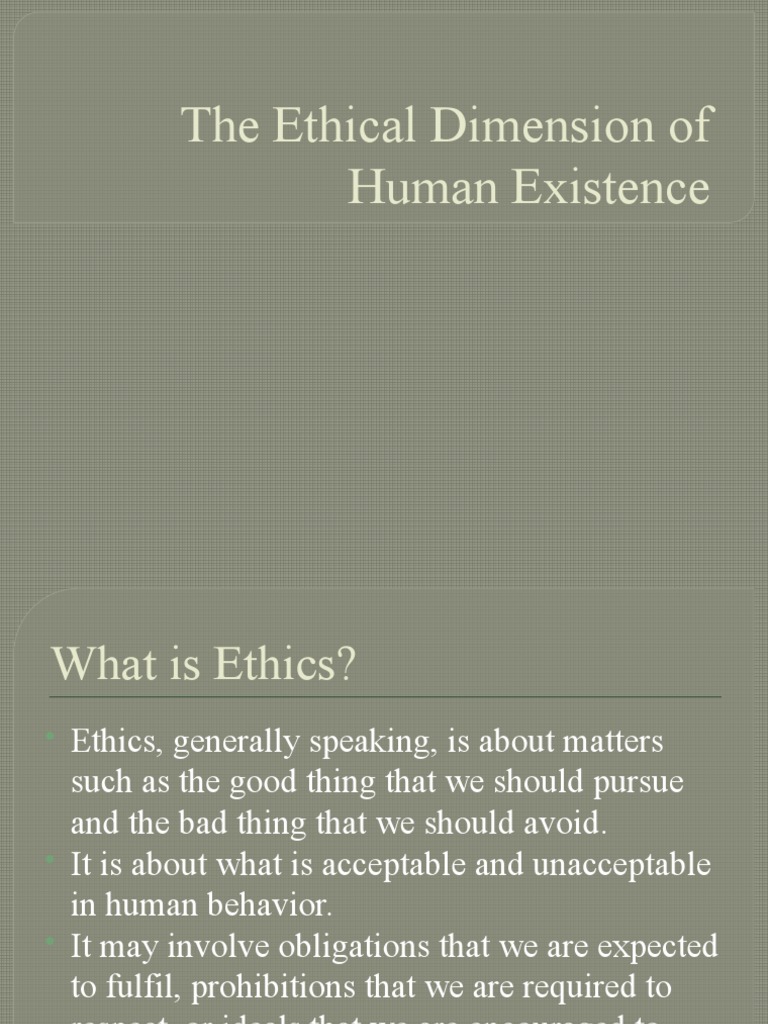 ETH - The Ethical Dimension of Human Existence | PDF | Morality ...