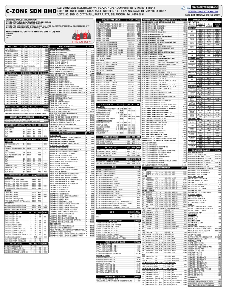 C-Zone Price List Jul 03 2019 | PDF | Computer Related Introductions ...