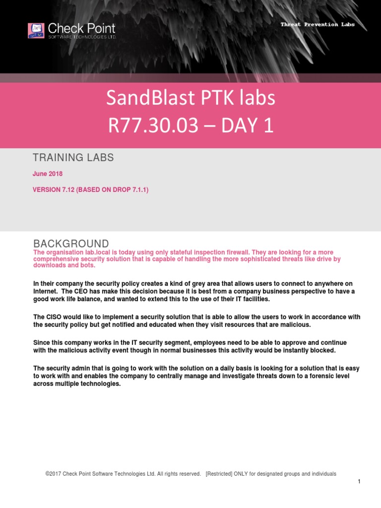 SandBlast Network PTK Training Labs-V7.12 CloudShare | PDF | Malware | Virtual Machine
