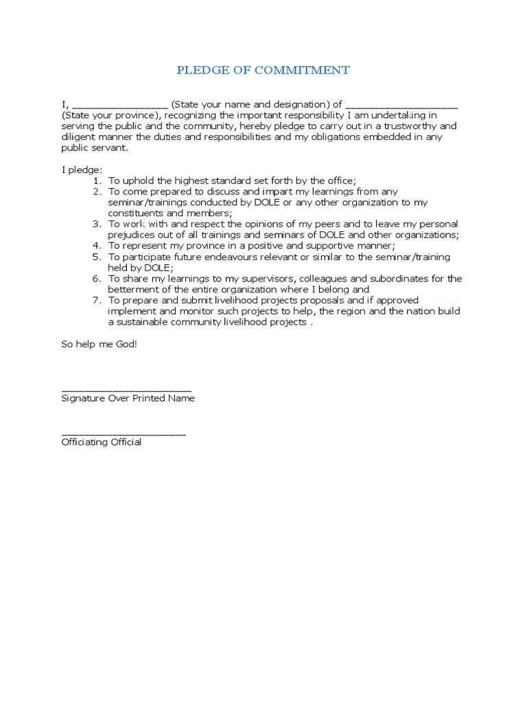 Pledge of Commitment | PDF