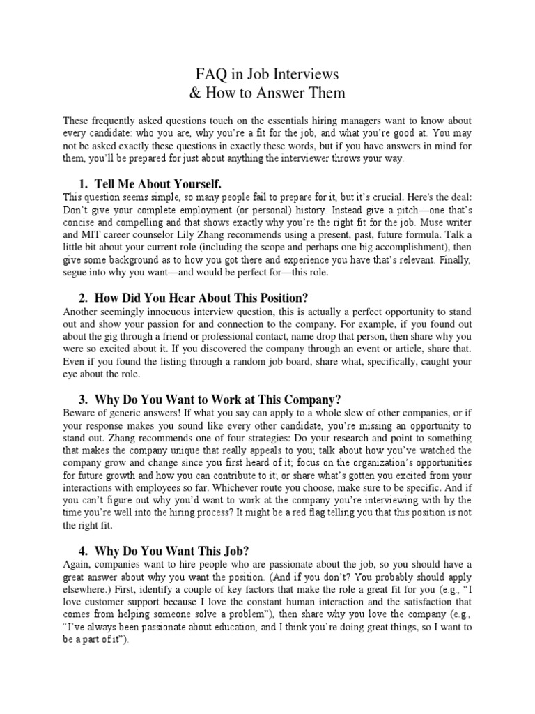 03 B FAQ in Job Interviews & How To Answer Them | PDF | Job Interview | Faq