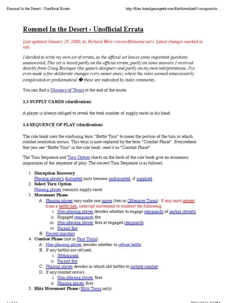Rommel In the Desert Errata Guide | PDF | Erwin Rommel | Infantry
