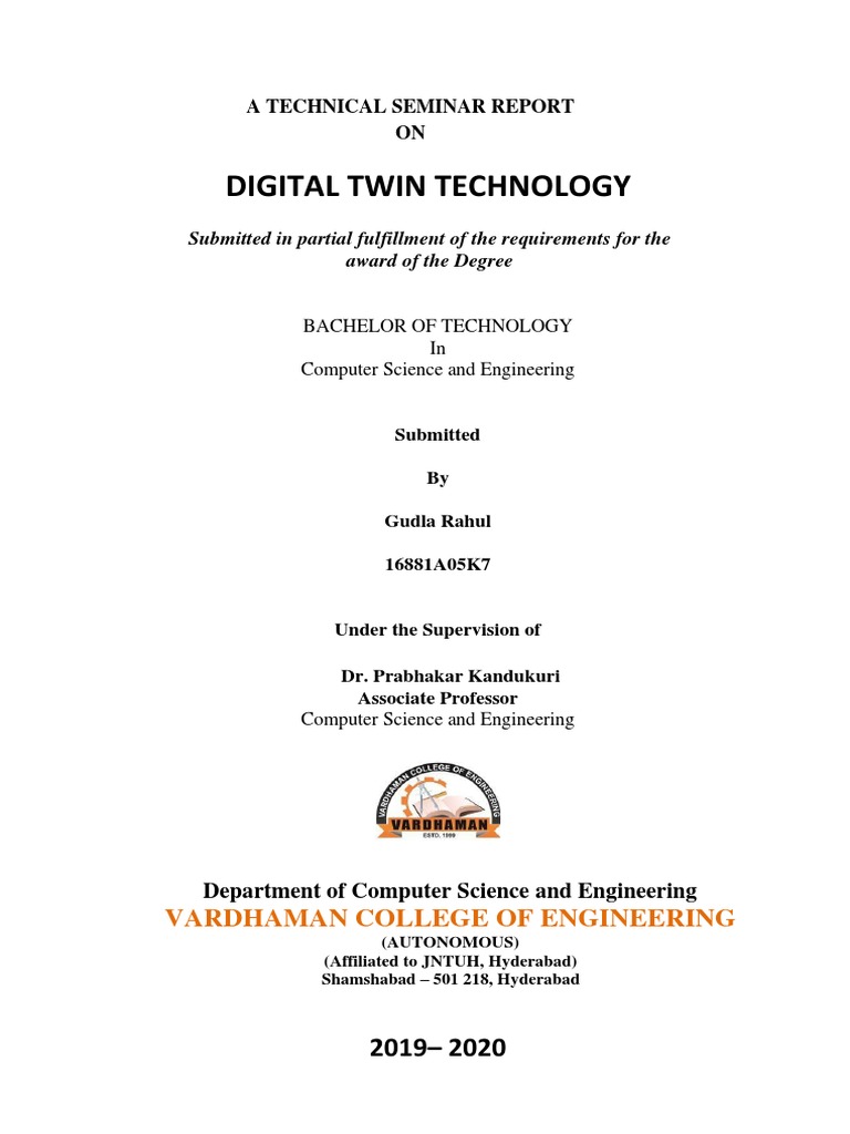 Digital Twin Technology 16881a05k7 Pdf Pdf Internet Of Things