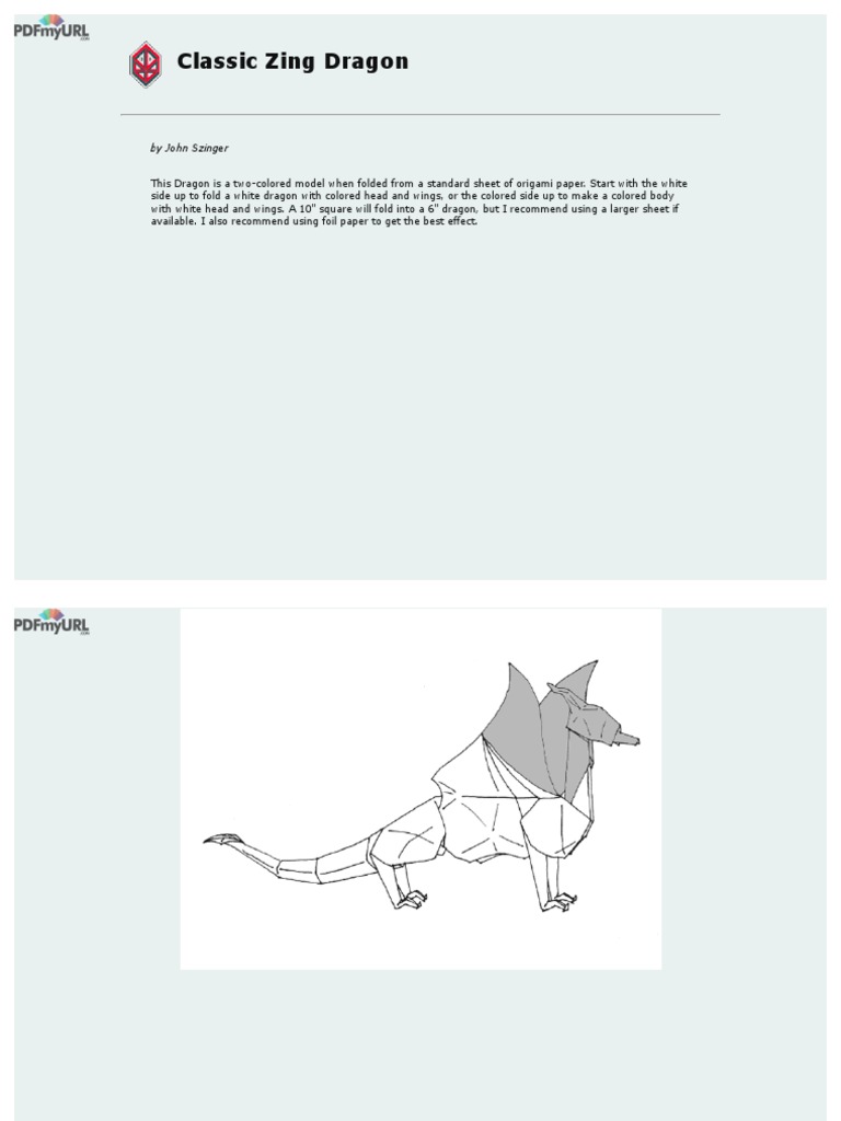 Classic Zing Dragon: by John Szinger | PDF | Origami | Leisure
