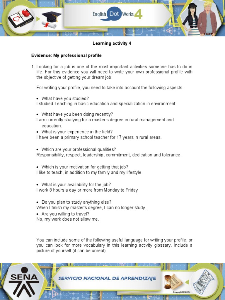 Learning Activity 4 Evidence: My Professional Profile | PDF | Behavior ...