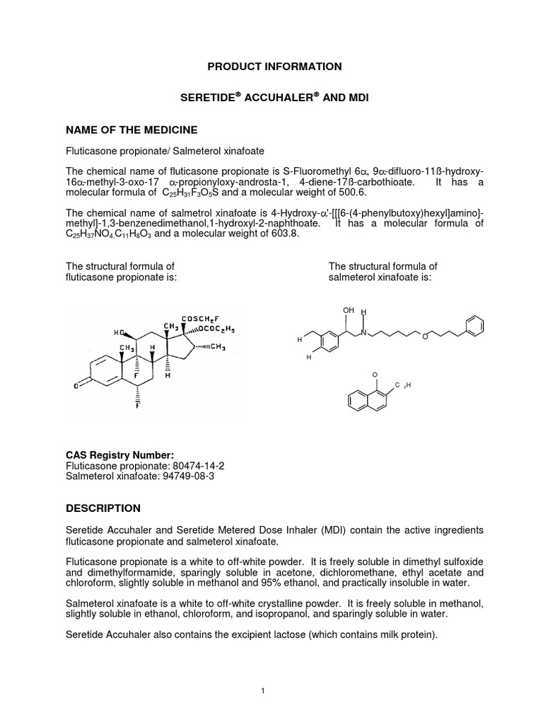 Product Information: CAS Registry Number | PDF | Asthma | Dose ...