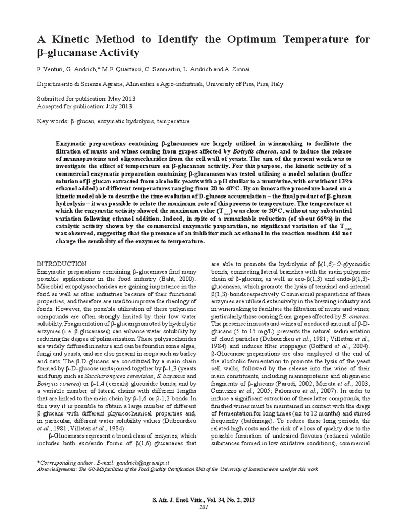 A Kinetic Method To Identify The Optimum PDF | PDF | Enzyme | Yeast