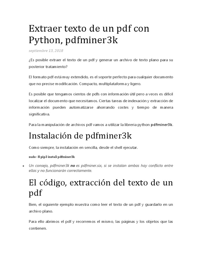 Extraer Texto de Un PDF Con Python | PDF | Archivo de computadora ...