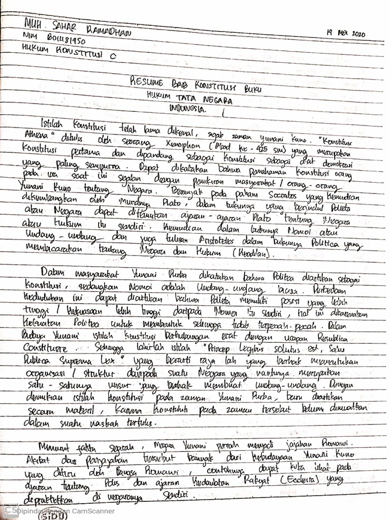 Muh. Sahar Ramadhan (B011181450) Resume Hukum Konstitusi PDF | PDF