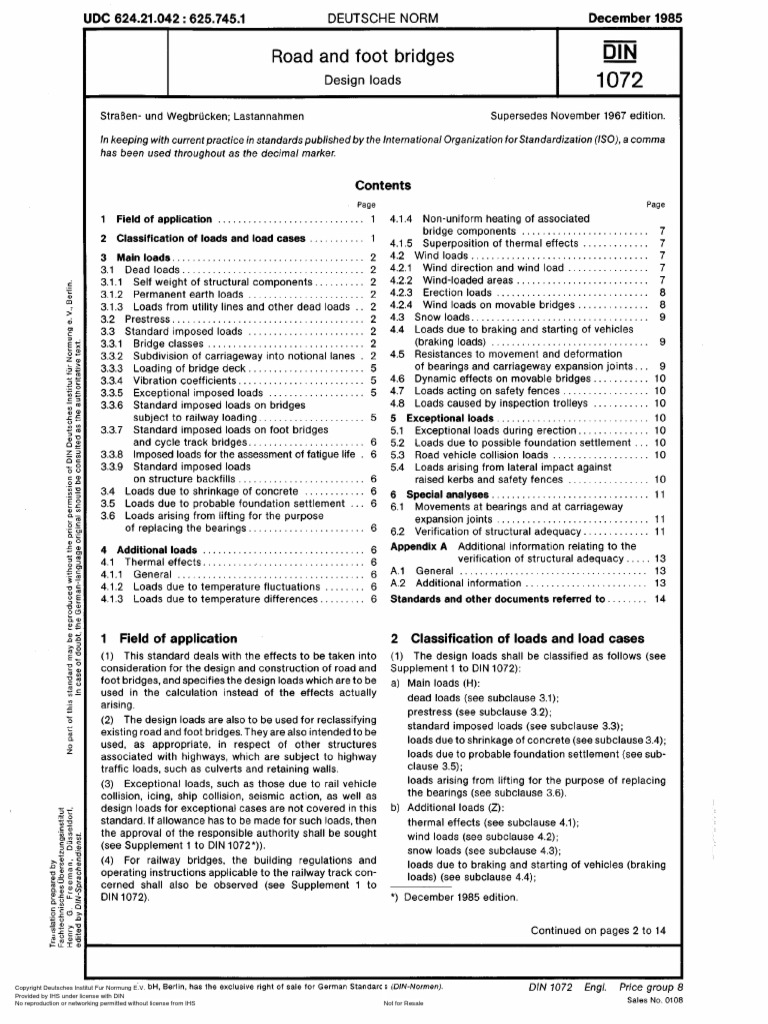 Din 1072-1985 | PDF | Bridge | Structural Load