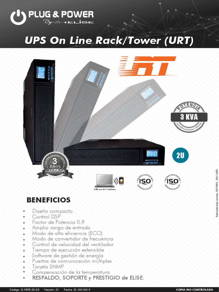 10.2.2.datasheet - D-FEPE-ID-02 UPS Rack-Torre Serie URT 3kVA - Plug&Power (Minedu) | PDF ...