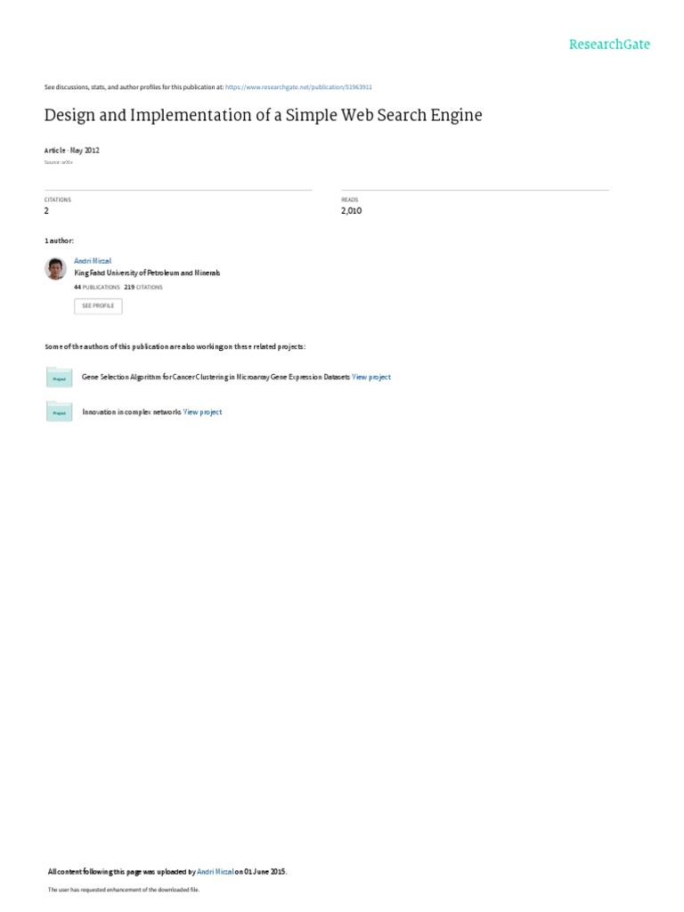 Design and Implementation of A Simple Web Search E | PDF | Search ...