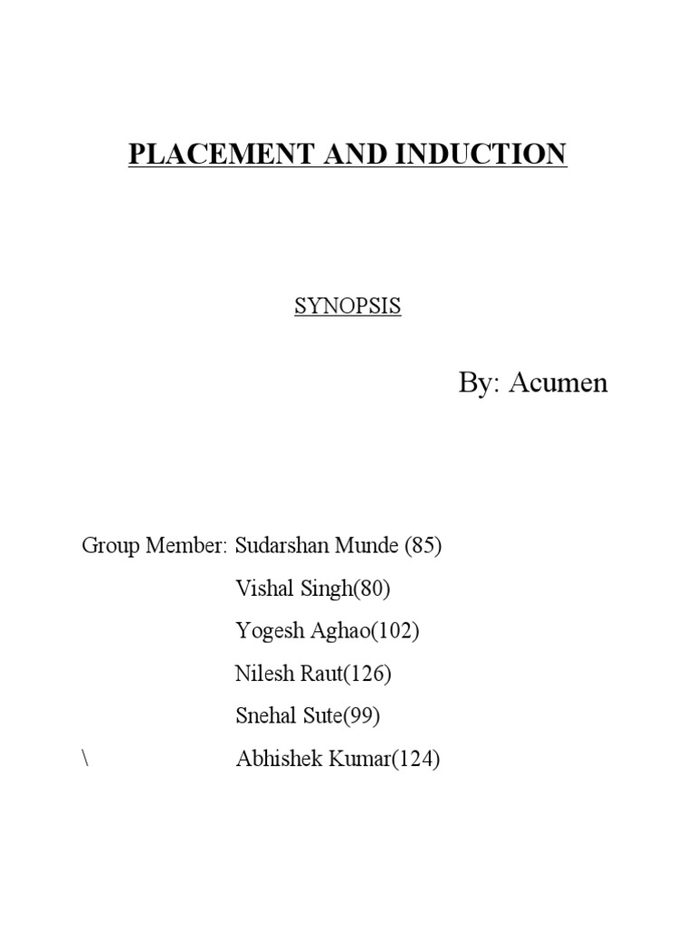 Placement and Induction | PDF
