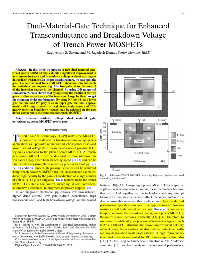 Dual-Material-Gate Technique For Enhanced Transconductance and ...