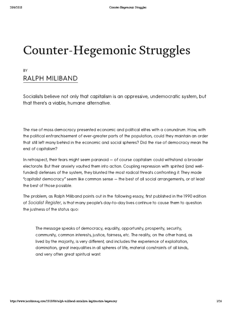 Counter-Hegemonic Struggles | PDF | Capitalism | Socialism