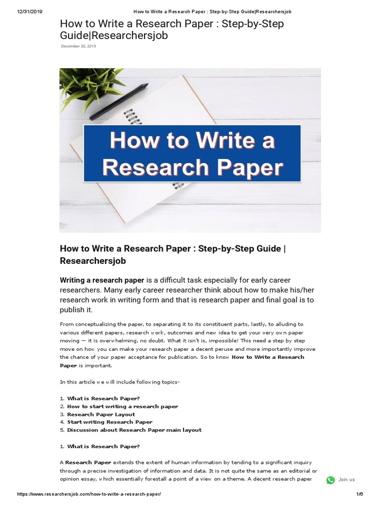 How To Write A Research Paper - Step-by-Step Guide - Researchersjob ...