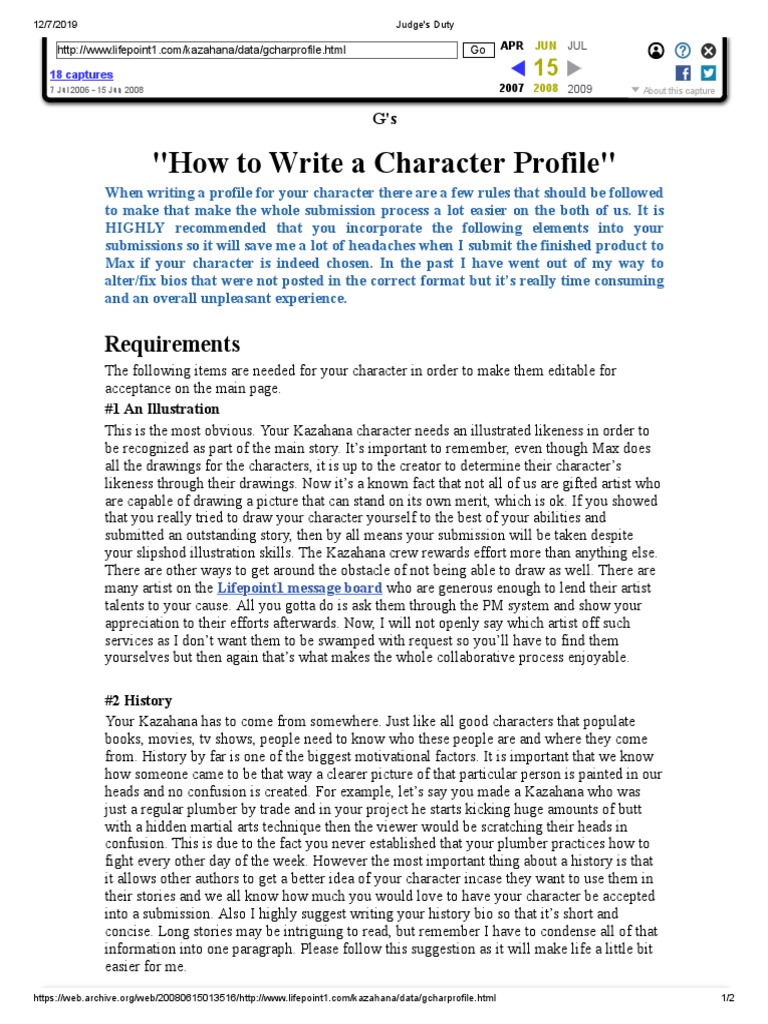 Character Profile Writing Guide | PDF