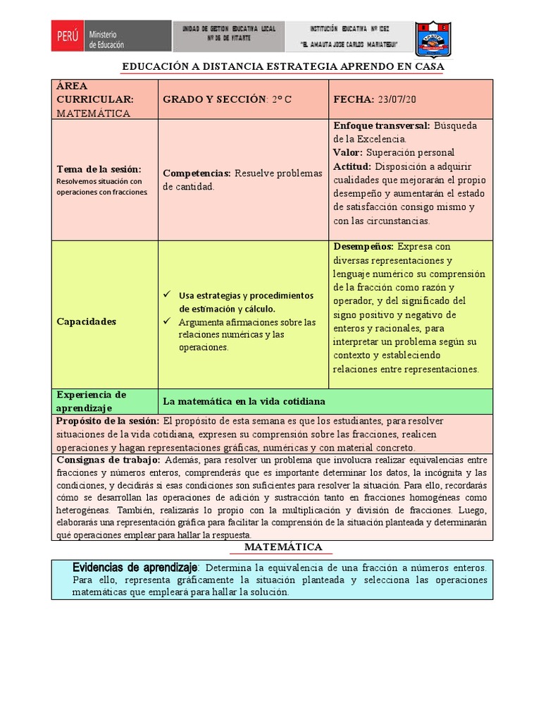 Matemática 2C-VI. | PDF | Fracción (Matemáticas) | Enseñanza de matemática