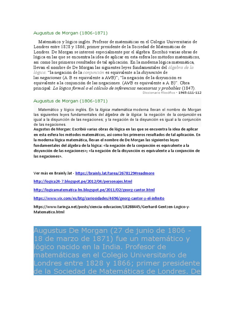 Augustus de Morgan | PDF | Conjunto (Matemáticas) | Números