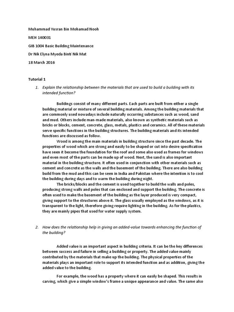Tutorial 1 | PDF | Building Materials | Ceramics