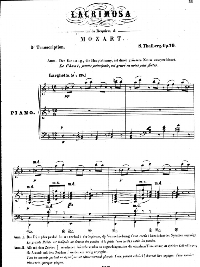 Mozart Thalberg - Lacrimosa PDF | PDF