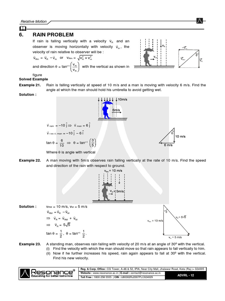 Rain Problem: Relative Motion | PDF | Space | Temporal Rates