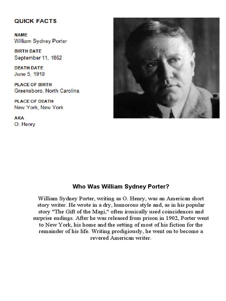 Who Was William Sydney Porter? | Download Free PDF | O. Henry