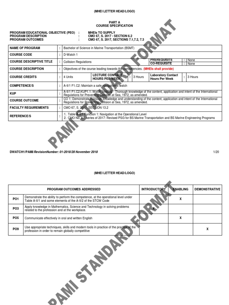 Deck Watchkeeping Syllabus | PDF | Navigation | Rubric (Academic)