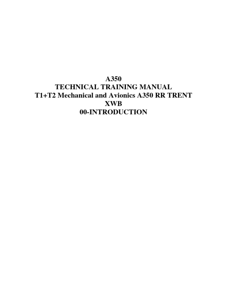 A350 Technical Training Manual T1+T2 Mechanical and Avionics A350 RR TRENT XWB 00-Introduction ...