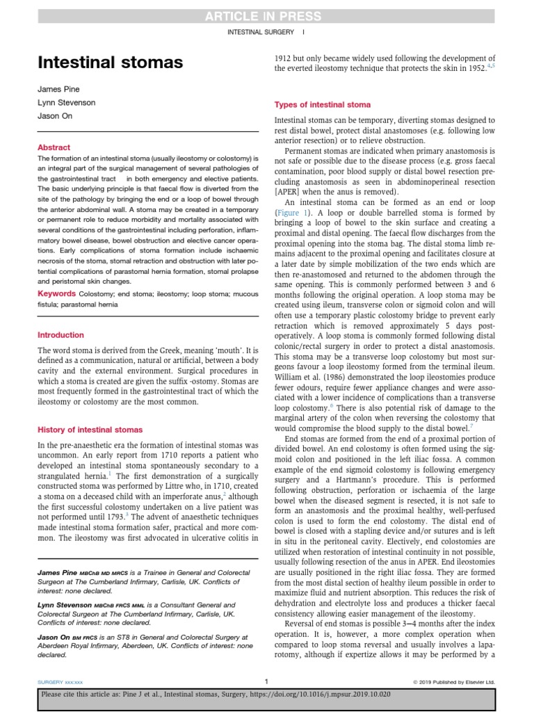 Intestinal Stomas: Types of Intestinal Stoma | PDF | Small Intestine ...