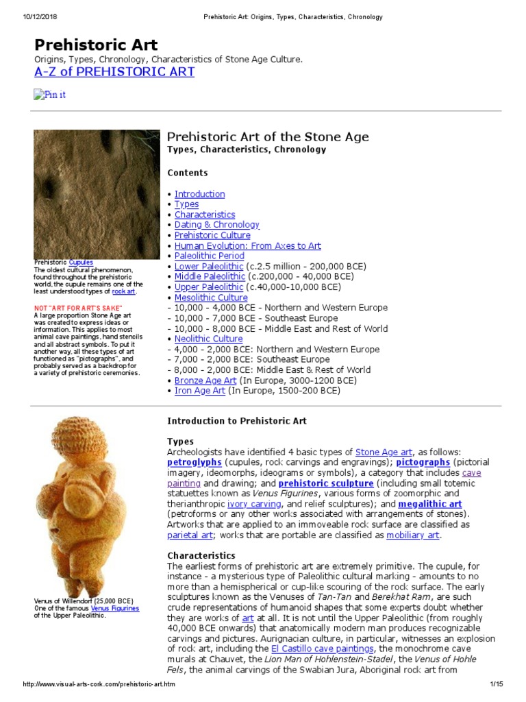 Prehistoric Art - Origins, Types, Characteristics, Chronology | PDF ...