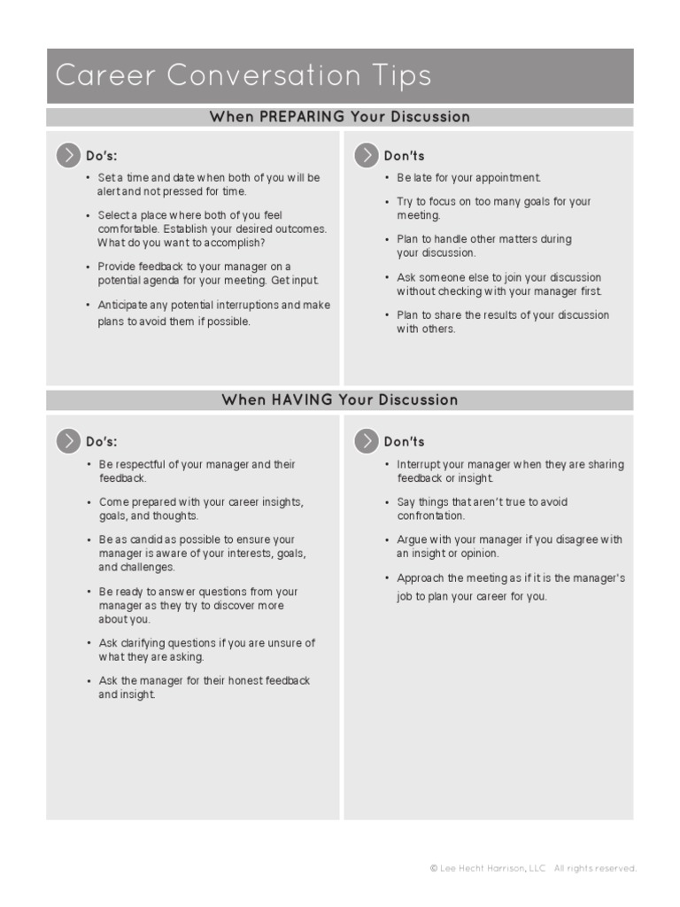 Career Conversation Tips PDF | PDF | Cognition | Psychological Concepts