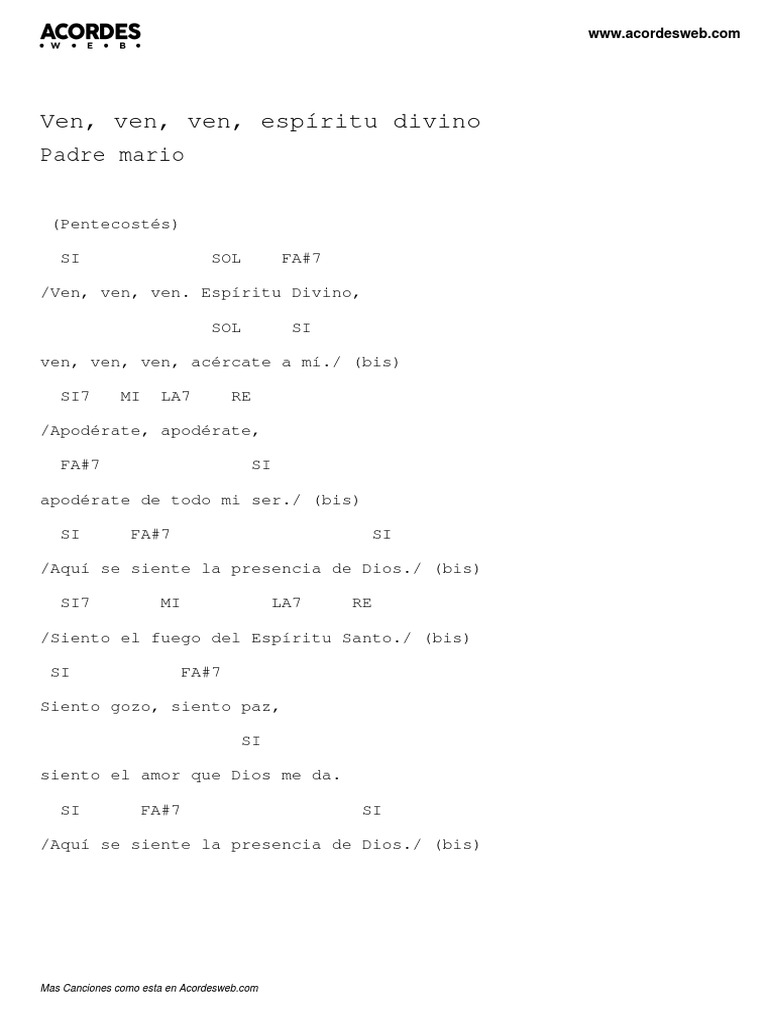Ven, Ven, Ven, Espíritu Divino: Padre Mario | PDF