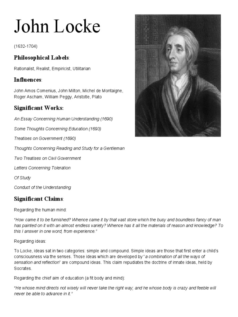 John Locke, Jean-Jacques Rousseau and Johann Basedow's Influences on ...