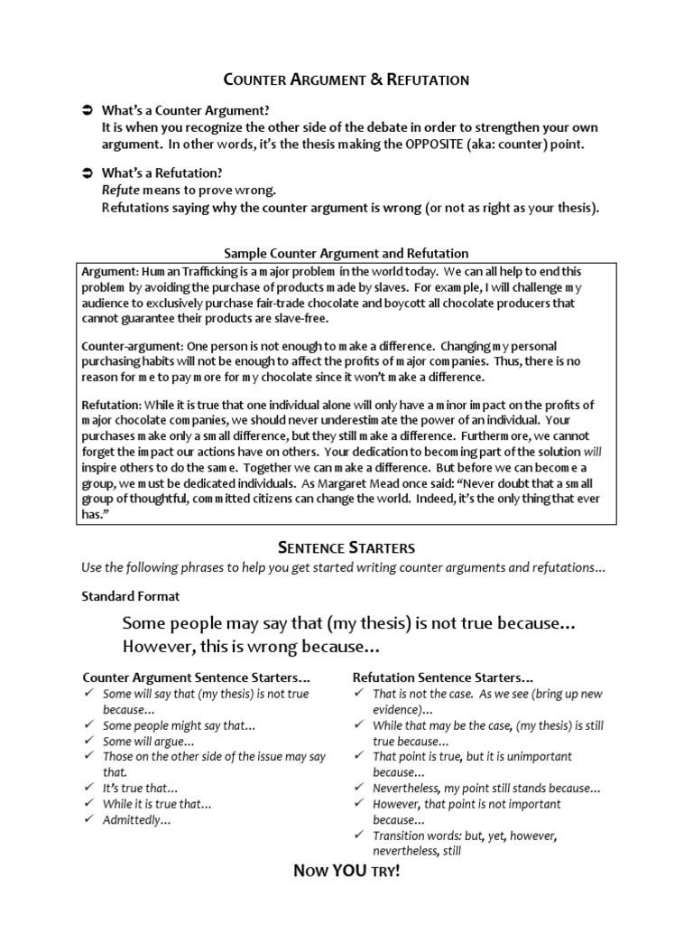 Counter Argument & Refutation Guide | PDF | Argument