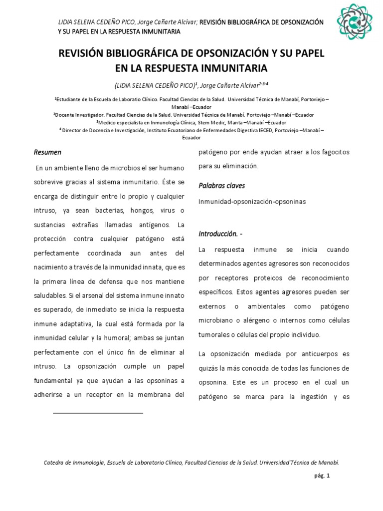 Opsonización y Respuesta Inmune | PDF | Sistema complementario ...