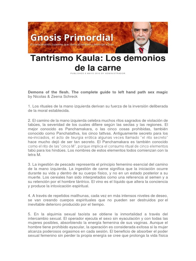 Tantrismo Kaula Los Demonios de La Carne | PDF | Orgasmo | Tantra